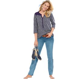 WITT Damen 5-Pocket-Jeans mit Stickerei-Motiv, blue-bleached, Gr&ouml;&szlig;e 42