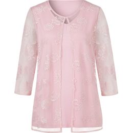 WITT Damen 2-in-1-Shirt mit Bl&uuml;ten-Spitze, ros&eacute;, Gr&ouml;&szlig;e 36