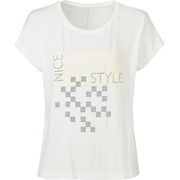 Heine Damen Rundhalsshirt, Natur, Gr. 44, T-Shirts, Material: Viskose