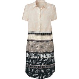 Heine Witt Damen Druckkleid mit seitlichen Nahttaschen, ecru-beige-bedruckt, Gr&ouml;&szlig;e 44