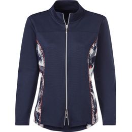 Heine Witt Damen Shirtjacke mit Kontrast-Eins&auml;tzen, marine-wei&szlig;-bedruckt, Gr&ouml;&szlig;e 48