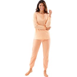 w&auml;schepur w&auml;schepur Damen Schlafanz&uuml;ge aus reiner Baumwolle, apricot + kalkmint, Gr&ouml;&szlig;e 44/46