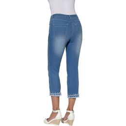 WITT Damen 5-Pocket-Jeans mit Fransen am Saum, blue-bleached, Gr&ouml;&szlig;e 22