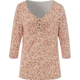 Heine Witt Damen Print-Shirt mit Millefleur-Muster, sand-papaya-bedruckt, Gr&ouml;&szlig;e 48