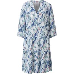 WITT Damen Druckkleid in Stufenform, ecru-jeansblau-bedruckt, Gr&ouml;&szlig;e 44