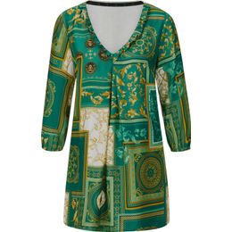 CREATION L PREMIUM Witt Damen Tunika in hochwertigem Seidenmix, gr&uuml;n-gelb-bedruckt, Gr&ouml;&szlig;e 42