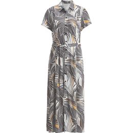 WITT Damen Druckkleid aus reiner, wertiger Viskose, anthrazit-ocker-bedruckt, Gr&ouml;&szlig;e 50