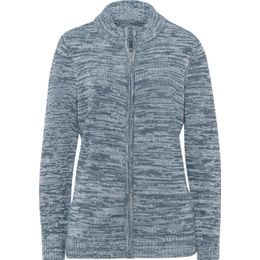 WITT Damen Strickjacke mit Rei&szlig;verschluss, rauchblau-ecru-meliert, Gr&ouml;&szlig;e 42