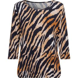 WITT Damen Print-Shirt im Tierfell-Dessin, marine-cognac-bedruckt, Gr&ouml;&szlig;e 46