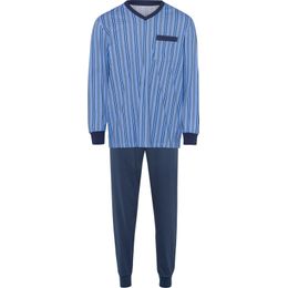 WITT Herren Schlafanzug, himmelblau-dunkelblau, Gr&ouml;&szlig;e 44/46