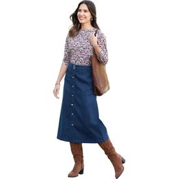 WITT Damen Jeansrock mit imitierter Knopfleiste, blue-stone-washed, Gr&ouml;&szlig;e 20