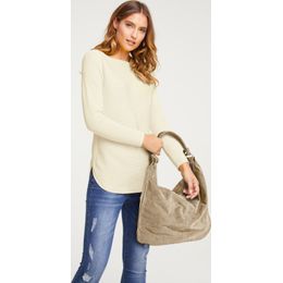 Heine Damen Tasche, Grau, Handtaschen, Material: Rindveloursleder