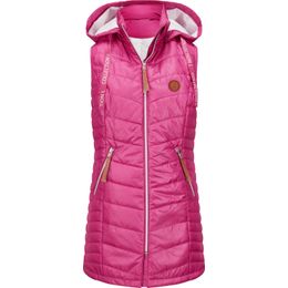 WITT Damen Longweste mit Lederimitat-Details, fuchsia, Gr&ouml;&szlig;e 46