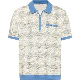 Marco Donati Herren Kurzarm-Poloshirt, mittelblau-bedruckt, Gr&ouml;&szlig;e 52/54