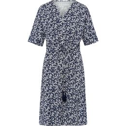 Heine Witt Damen A-Linien-Kleid mit Bindeband, marine-ecru-bedruckt, Gr&ouml;&szlig;e 36