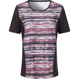 WITT Damen Funktionsshirt atmungsaktiv und schnell trocknend, schwarz-hortensie-bedruckt, Gr&ouml;&szlig;e 54