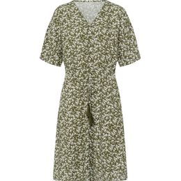 Heine Witt Damen A-Linien-Kleid mit Bindeband, oliv-ecru-bedruckt, Gr&ouml;&szlig;e 50