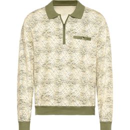 Marco Donati Herren Langarm-Poloshirt, khaki-bedruckt, Gr&ouml;&szlig;e 48/50