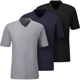 KINGsCLUB Herren Shirt, schwarz + grau-meliert + marine, Gr&ouml;&szlig;e 12