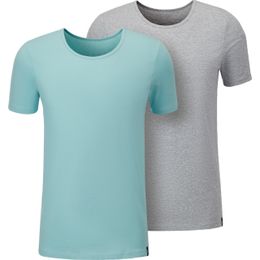 w&auml;schepur men Herren Shirt, mint + grau-meliert, Gr&ouml;&szlig;e 5