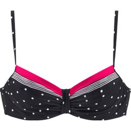 Lascana Damen B&uuml;gel-Bikini-Top, schwarz-rot, Gr&ouml;&szlig;e 44C
