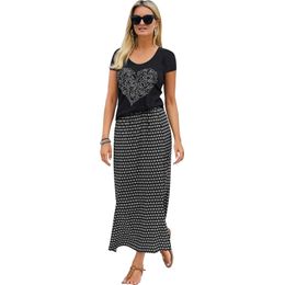 WITT Damen Schlupfrock mit langen Seitenschlitzen, schwarz-gemustert, Gr&ouml;&szlig;e 42