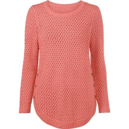 WITT Damen Rundhalspullover mit Ajourstrick, flamingo, Gr&ouml;&szlig;e 50