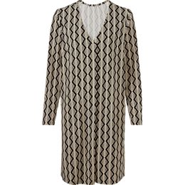 WITT Damen Druckkleid in A-Linie, sand-schwarz-bedruckt, Gr&ouml;&szlig;e 42