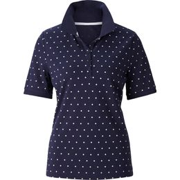 WITT Damen Poloshirt in P&uuml;nktchen-Dessin, marine-getupft, Gr&ouml;&szlig;e 52