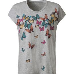Heine Damen Rundhalsshirt, Grau, Gr. 44, T-Shirts, Material: Baumwolle