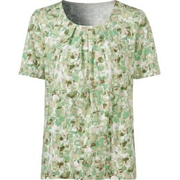 WITT Damen Print-Shirt in A-Form, eucalyptus-beige-bedruckt, Gr&ouml;&szlig;e 44