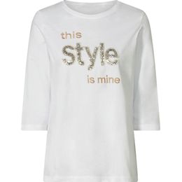 Heine Witt Damen 3/4-Arm-Shirt mit Stickerei, wei&szlig;, Gr&ouml;&szlig;e 50