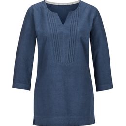 CREATION L PREMIUM Witt Damen Leinenbluse im Tunika-Stil, jeansblau, Gr&ouml;&szlig;e 36