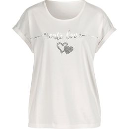 Heine Damen Rundhalsshirt, Natur, Gr. 44, T-Shirts, 100% Baumwolle
