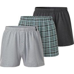 w&auml;schepur men Herren Boxershorts, anthrazit-mint-kariert + anthrazit + hellgrau, Gr&ouml;&szlig;e 5