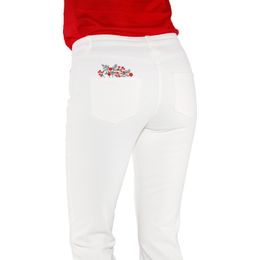 WITT Damen 7/8-Hose mit Blumen-Stickerei, ecru, Gr&ouml;&szlig;e 38