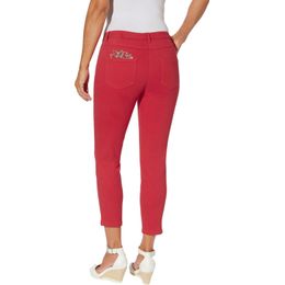WITT Damen 7/8-Hose mit Blumen-Stickerei, erdbeere, Gr&ouml;&szlig;e 42