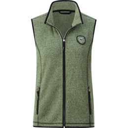 WITT Damen Fleeceweste mit Logo-Applikation, eucalyptus-schwarz-gemustert, Gr&ouml;&szlig;e 48
