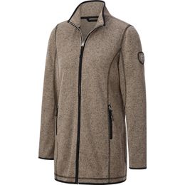 WITT Damen Strickfleecejacke in Longform, sesam-schwarz-gemustert, Gr&ouml;&szlig;e 36
