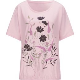 WITT Damen T-Shirt mit Blumen-Druck im Vorderteil, hellros&eacute;, Gr&ouml;&szlig;e 42