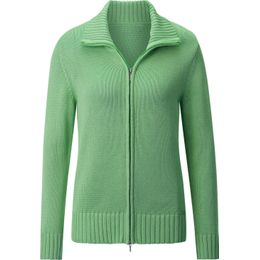 WITT Damen Strickjacke mit 2-Wege-Rei&szlig;verschluss, apfel, Gr&ouml;&szlig;e 54