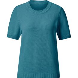 WITT Damen Kurzarmpullover mit Rippabschl&uuml;ssen, petrol, Gr&ouml;&szlig;e 40