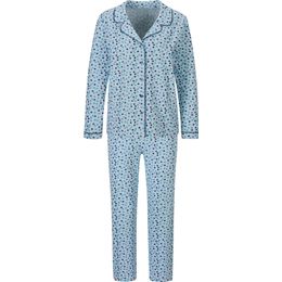 w&auml;schepur w&auml;schepur Damen Pyjama aus Flanell, hellblau-ozean-getupft, Gr&ouml;&szlig;e 52/54