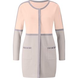 WITT Damen Cardigan mit Kontrast-Streifen, beige-grau, Gr&ouml;&szlig;e 44