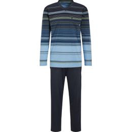 Hajo Herren Schlafanzug, marine-geringelt, Gr&ouml;&szlig;e 48/50