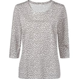 WITT Damen 3/4-Arm-Shirt mit Minimal-Druck, wei&szlig;-grau-bedruckt, Gr&ouml;&szlig;e 38