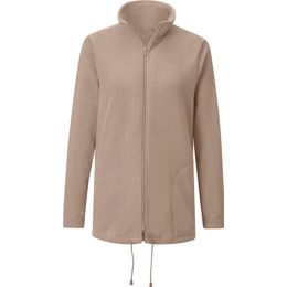 WITT Damen Fleecejacke Kordeldurchzug am Saum, stein, Gr&ouml;&szlig;e 23