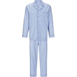 KINGsCLUB Herren Pyjama, bleu-wei&szlig;-gestreift, Gr&ouml;&szlig;e 64/66