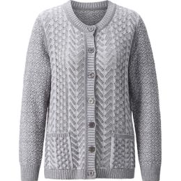 WITT Damen Strickjacke mit Taschen, grau-meliert, Gr&ouml;&szlig;e 44
