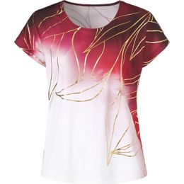 WITT Damen Print-Shirt mit Foliendruck, dunkelrot-goldfarben-bedruckt, Gr&ouml;&szlig;e 36